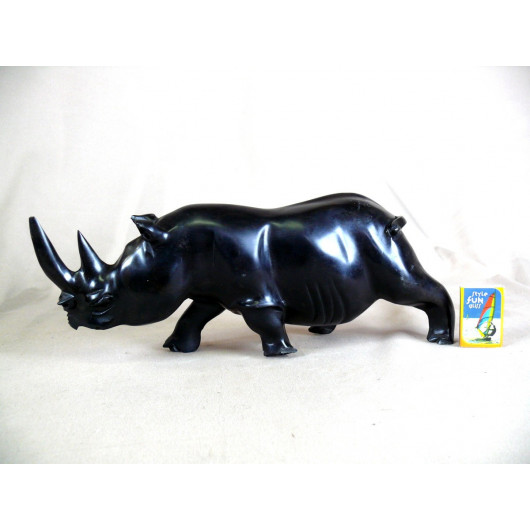 Rhinocéros en bois d'ébène - Calaoshop : Animaux africains en ebene